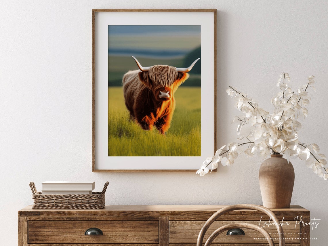 PRINTABLE Highland Cow Print Highland Cow in Field Digital - Etsy