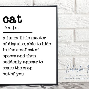 Funny Cat Definition | Pet Prints | Cat Wall Art | Cat Lovers Gift ...