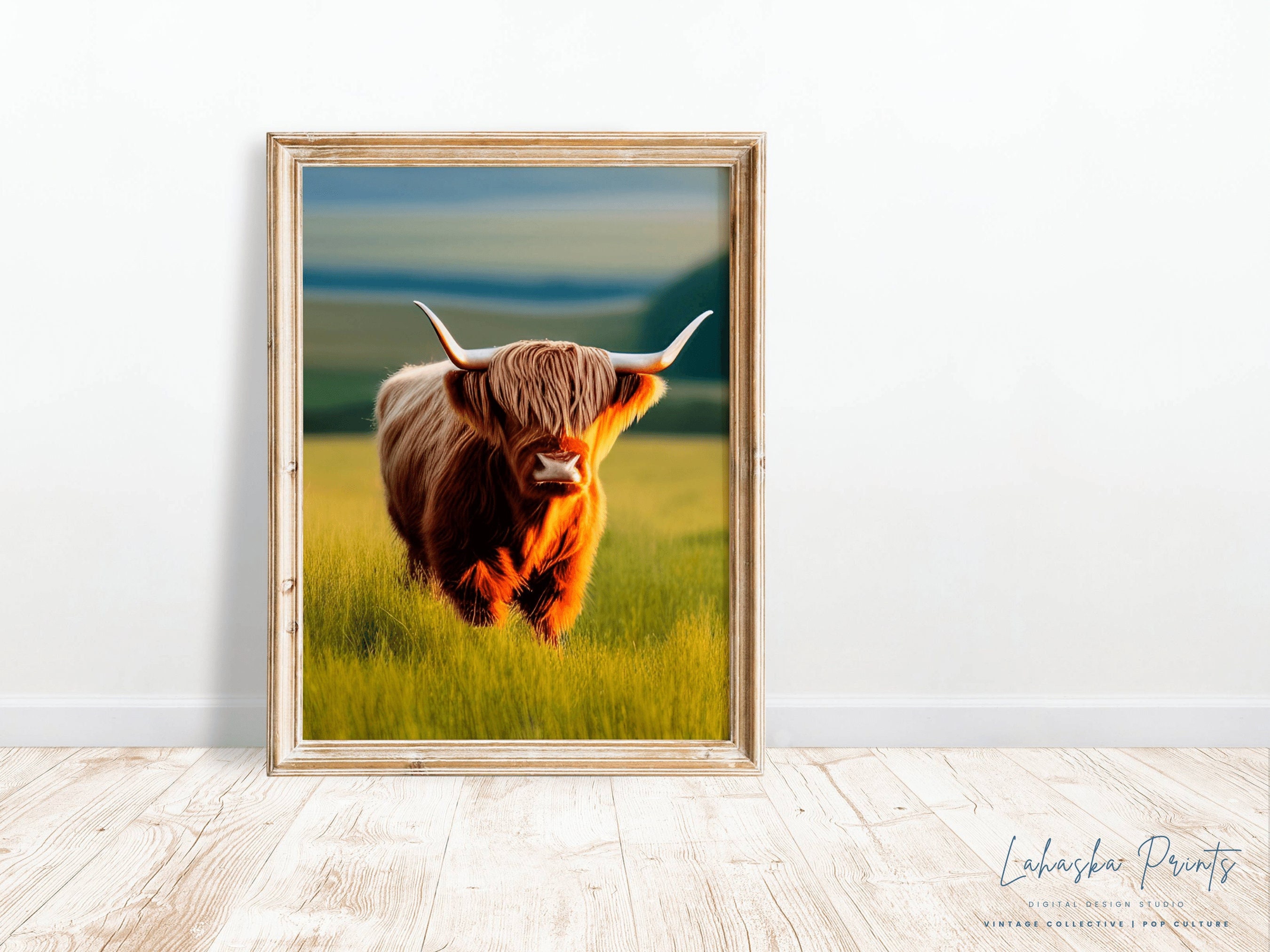 PRINTABLE Highland Cow Print, Highland Cow in Field Digital Print - Etsy