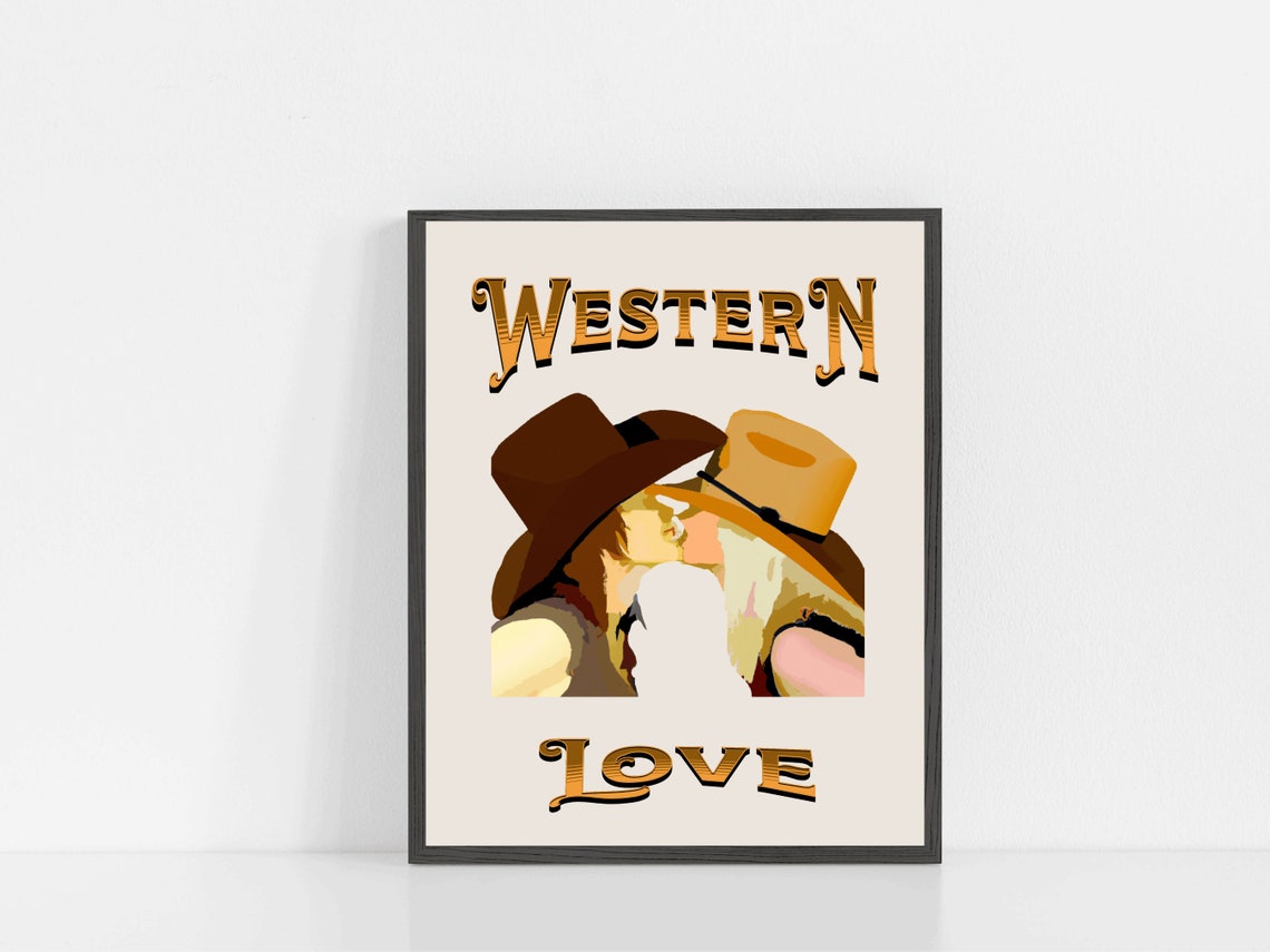 Kissing Cowgirls Print | Modern Lesbian Sapphic WLW | Bisexual Lesbian ...