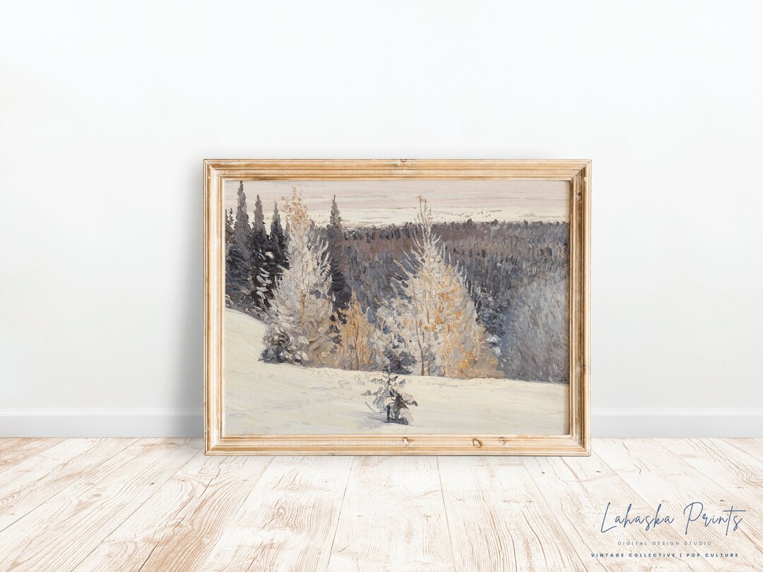 PRINTABLE Winter Snow Forest Landscape Painting Print | Country Scene ...