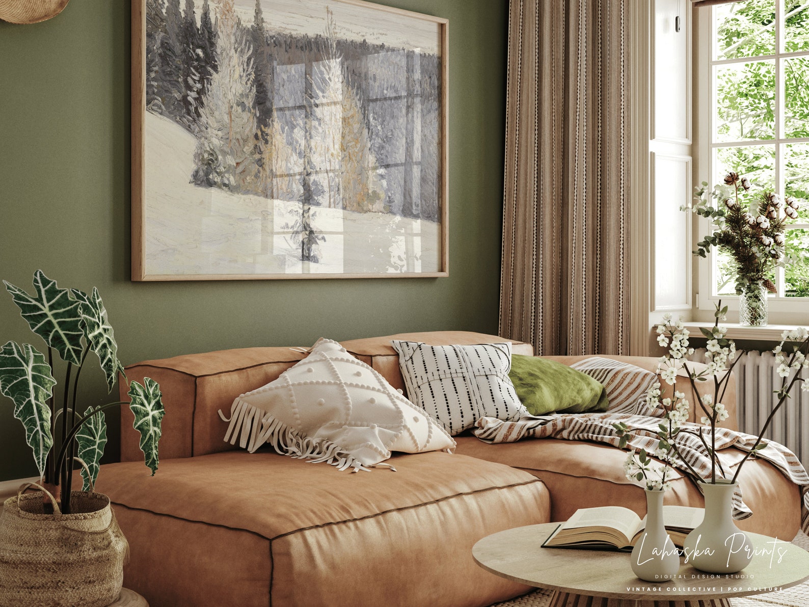 PRINTABLE Winter Snow Forest Landscape Painting Print | Country Scene ...