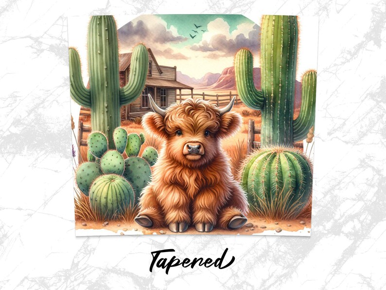 Highland Cow With Cactus Tumbler Wrap 20 Oz Skinny Tumbler Sublimation ...