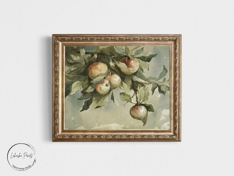 Rustic Farmhouse Kitchen Decor| Vintage Apple Tree Print | Country ...