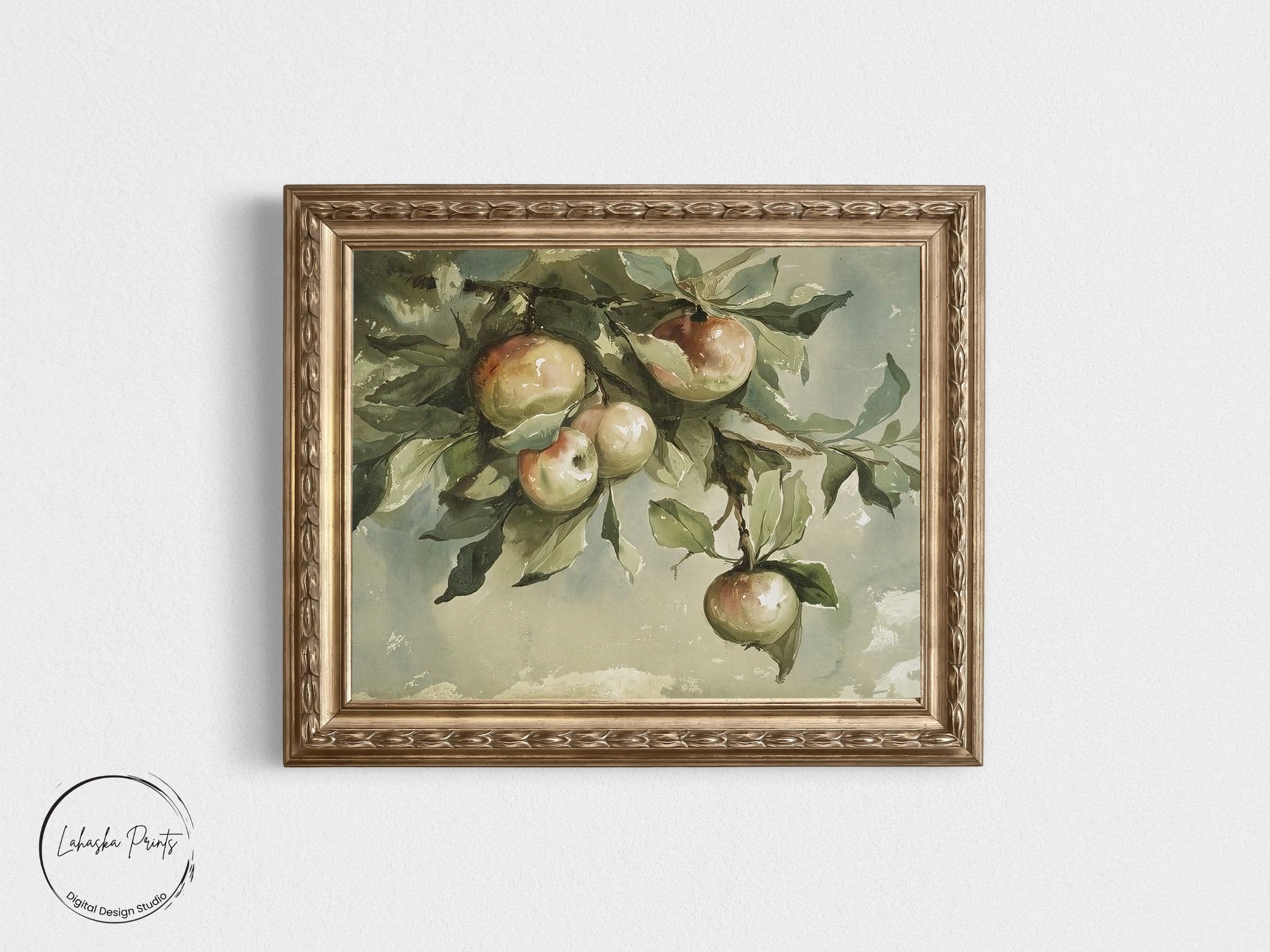 Rustic Farmhouse Kitchen Decor| Vintage Apple Tree Print | Country ...