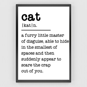 Funny Cat Definition | Pet Prints | Cat Wall Art | Cat Lovers Gift ...