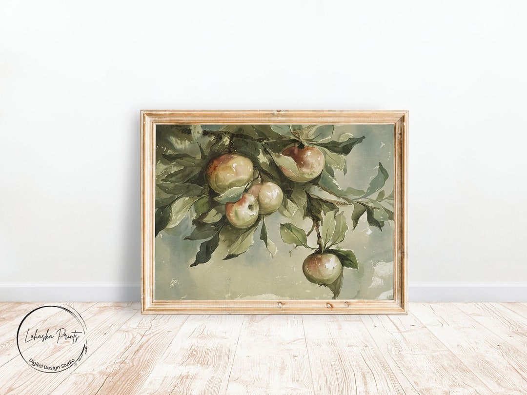 Rustic Farmhouse Kitchen Decor| Vintage Apple Tree Print | Country ...