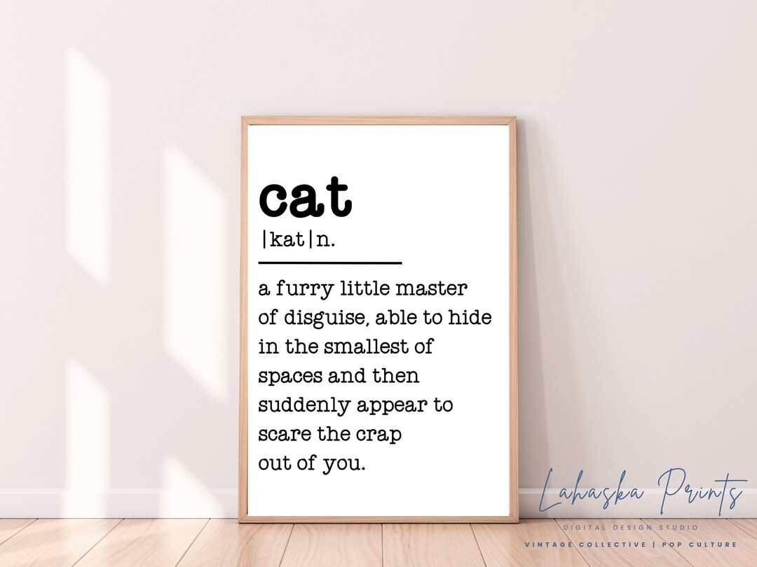 Funny Cat Definition | Pet Prints | Cat Wall Art | Cat Lovers Gift ...