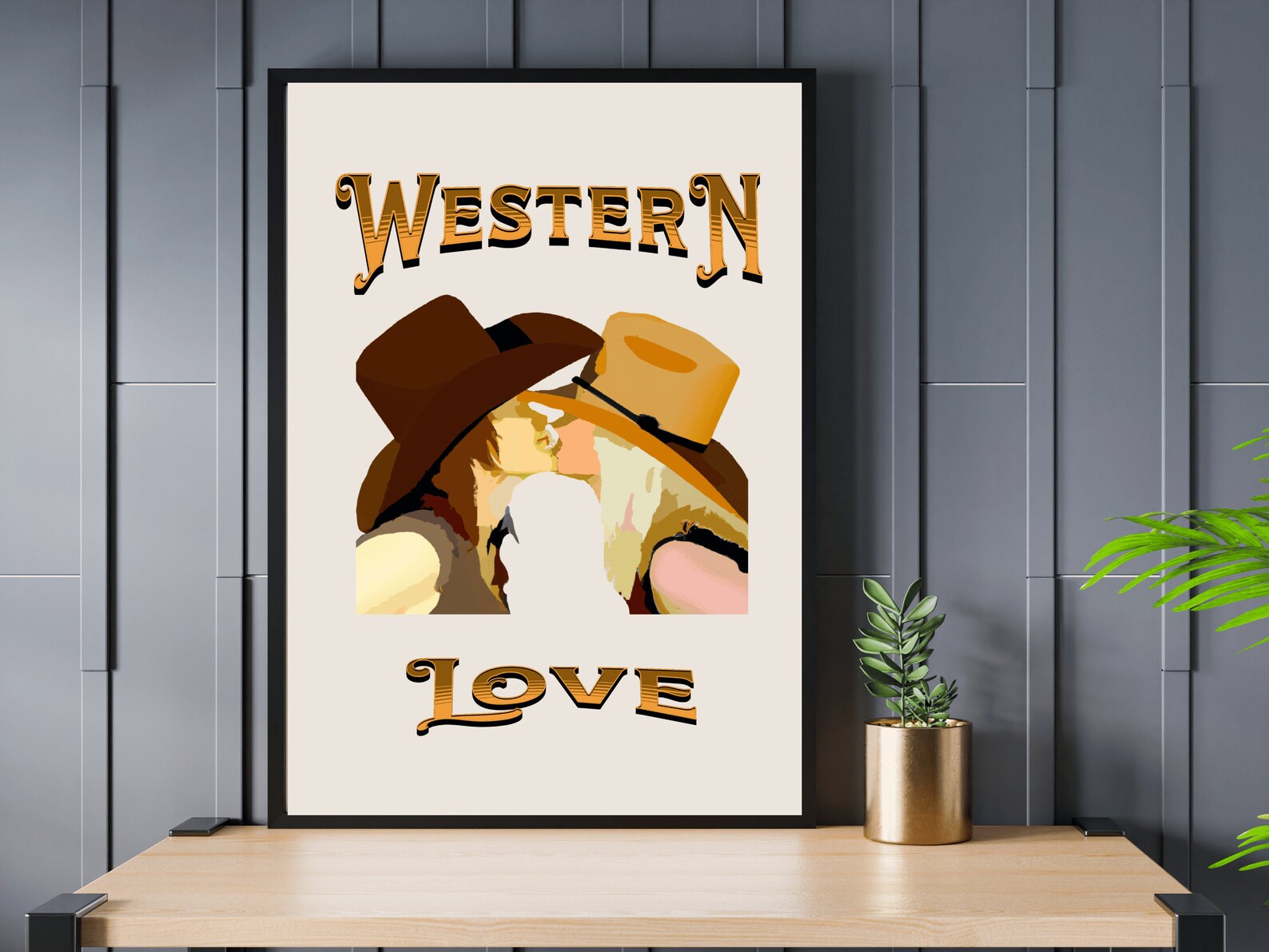 Kissing Cowgirls Print | Modern Lesbian Sapphic WLW | Bisexual Lesbian ...