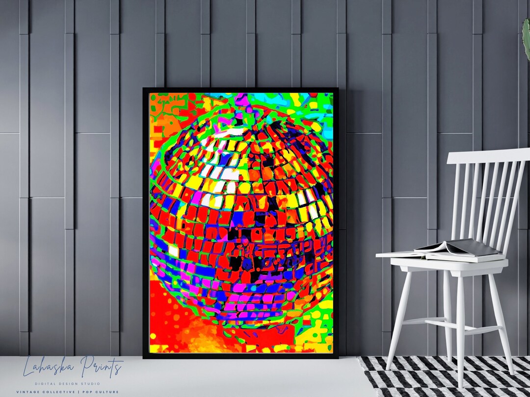 PRINTABLE Disco Ball Print | Rainbow Disco Ball Poster | Vintage 70s ...