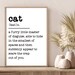 Funny Cat Definition Pet Prints Cat Wall Art Cat Lovers Gift DIGITAL ...
