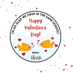 Printable Valentine Fish Tags Valentine's Day Card Kids - Etsy