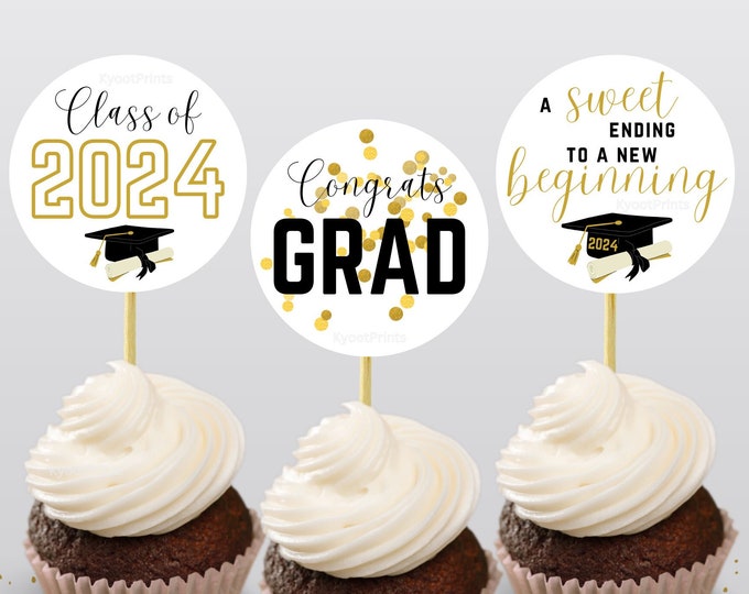 Graduation Cupcake Toppers Graduation 2024 Graduation Decorations for ...