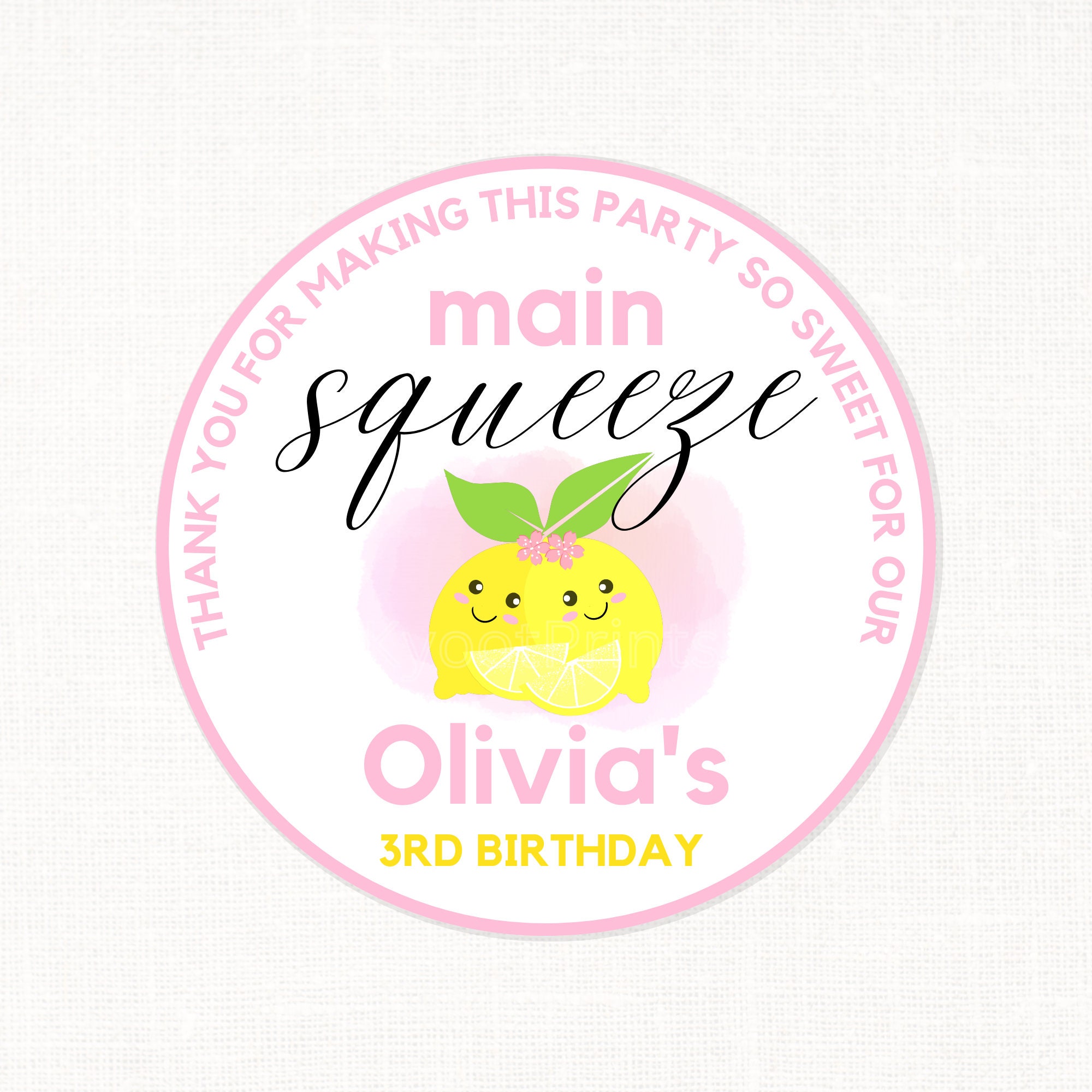 EDITABLE Pink Lemonade Party Pink Lemonade Thank You Pink Lemon Tag ...