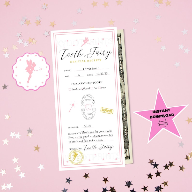 Tooth Fairy Receipt Printable, Editable Tooth Fairy Note, Instant ...