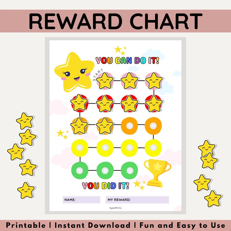 Printable Reward Chart for Kids Behavior Tracker Instant Download ...