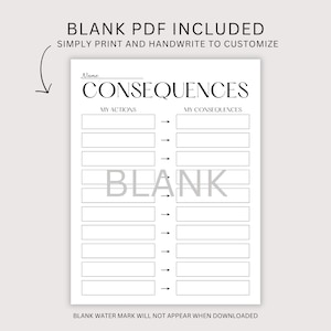 Consequence Chart for Kids Consequence of My Actions Positive Behavior ...