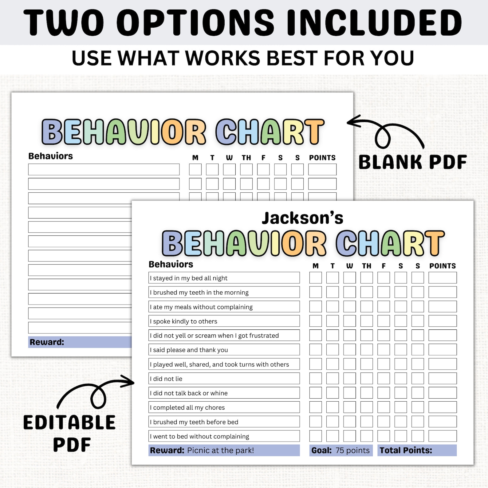 Kids Behavior Reward Chart Printable Behavior Tracker Behavior ...