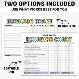 Kids Behavior Reward Chart Printable Behavior Tracker Behavior ...