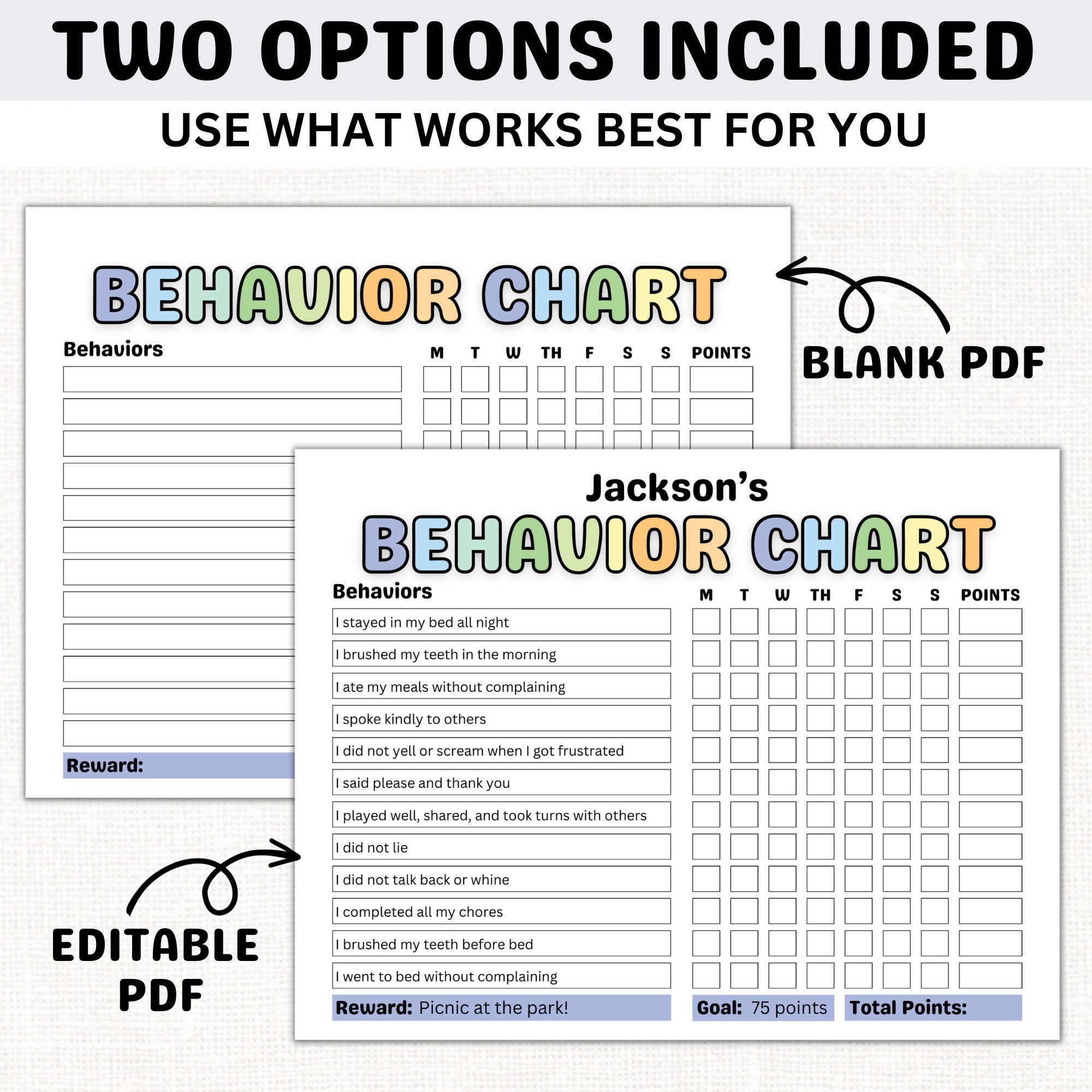 Kids Behavior Reward Chart Printable Behavior Tracker Behavior ...