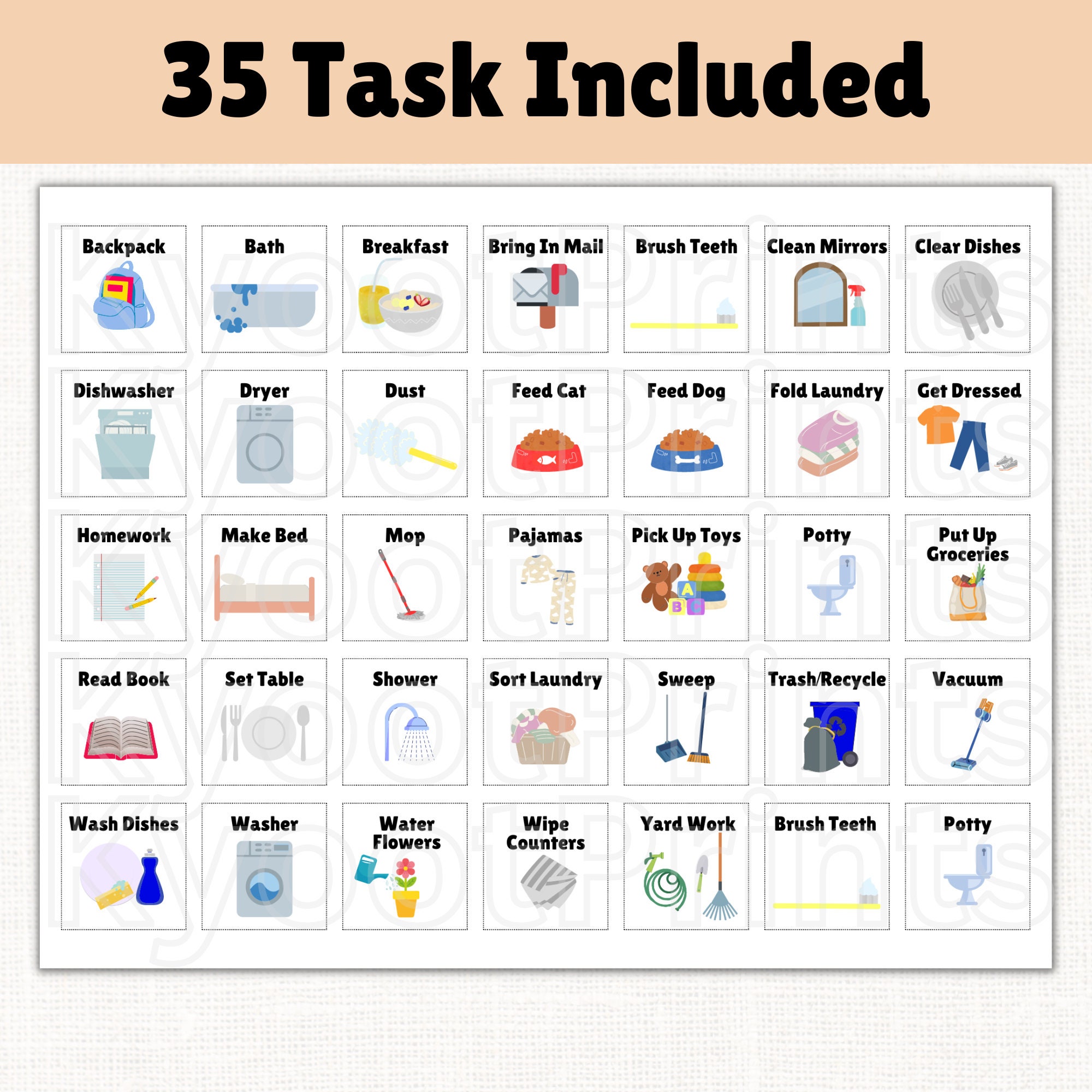 Daily Responsibility Chart for Kid's Responsibility Chore Chart ...