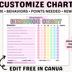 Kids Behavior Reward Chart PRINTABLE Behavior Tracker Behavior ...