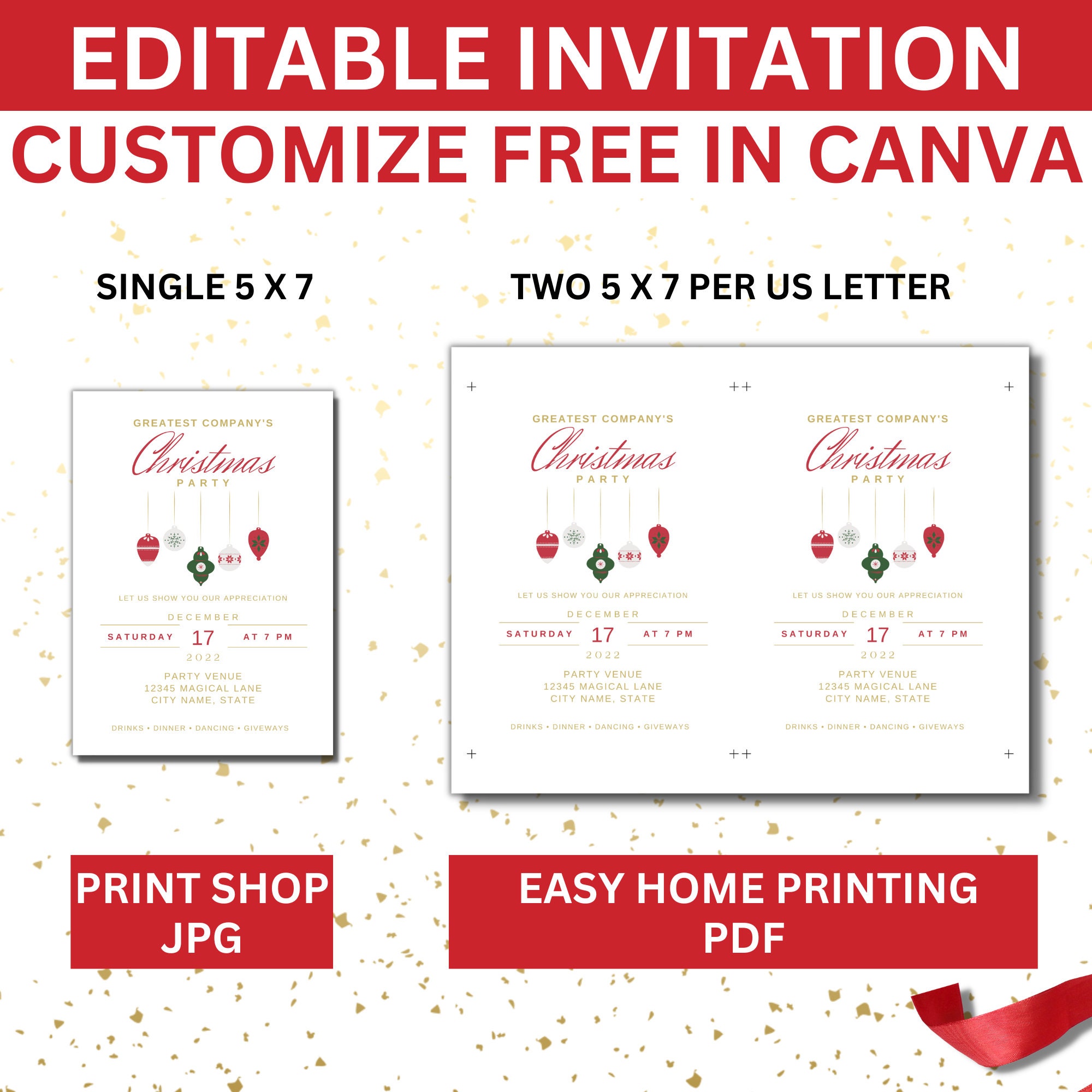 EDITABLE Christmas Party Invitation, Holiday Party Invite, Company ...