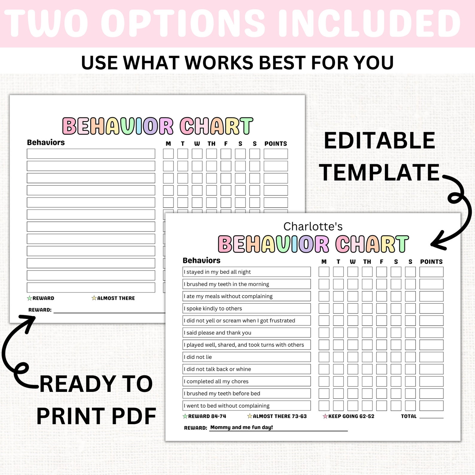 Kids Behavior Reward Chart PRINTABLE Behavior Tracker Behavior ...