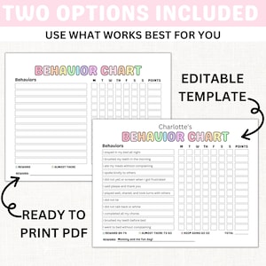 Kids Behavior Reward Chart PRINTABLE Behavior Tracker Behavior ...