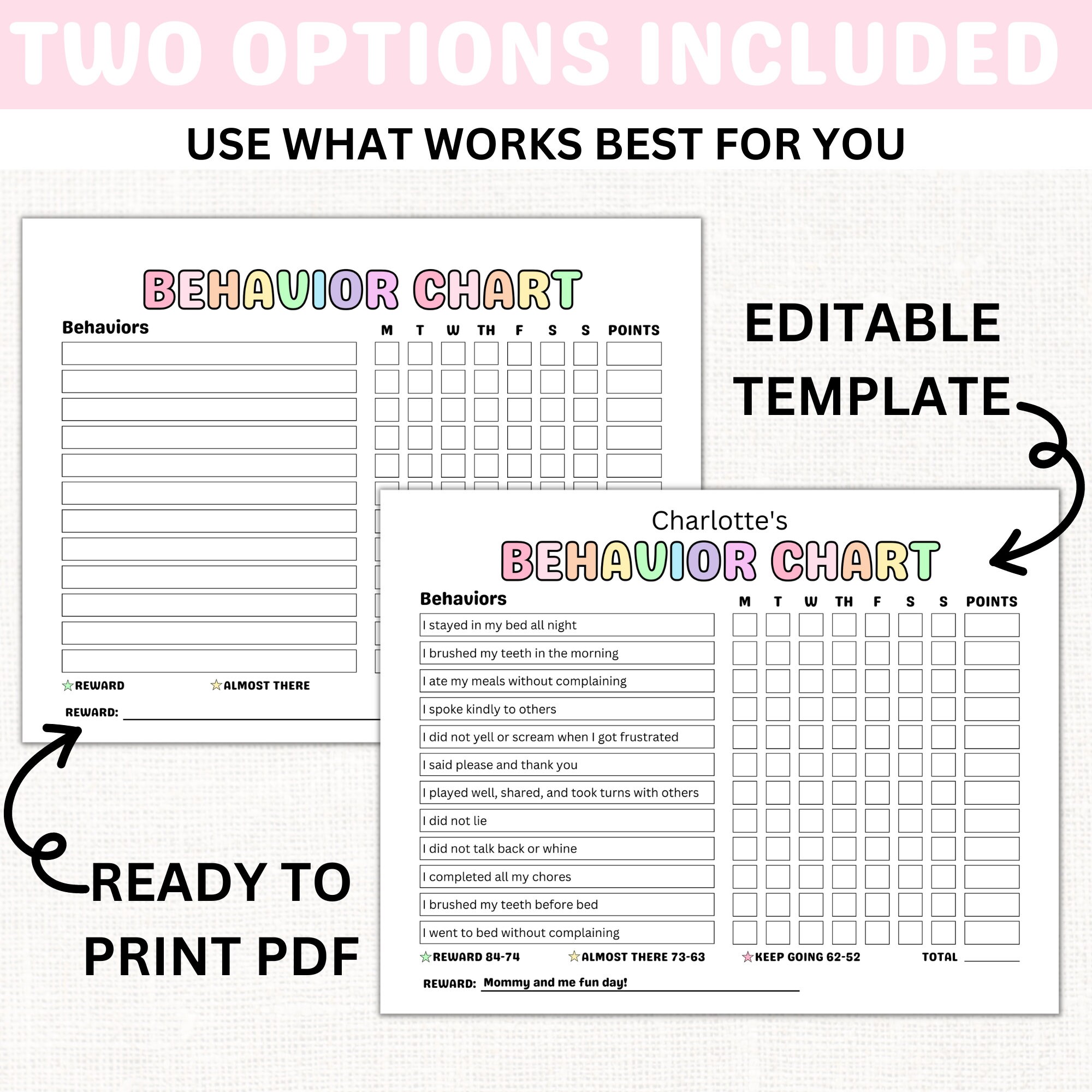 Kids Behavior Reward Chart PRINTABLE Behavior Tracker Behavior ...