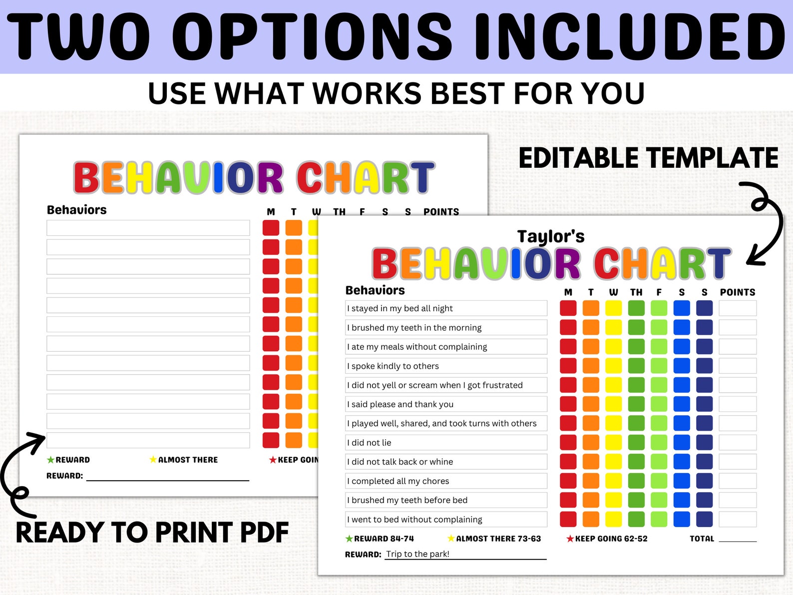 Kids Behavior Reward Chart PRINTABLE Behavior Tracker Behavior ...