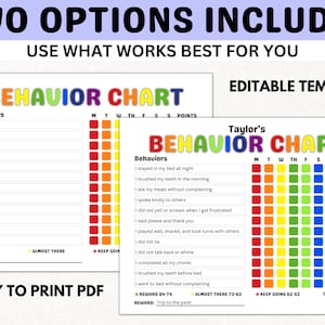 Kids Behavior Reward Chart PRINTABLE Behavior Tracker Behavior Mangement Child Behavior Log ...