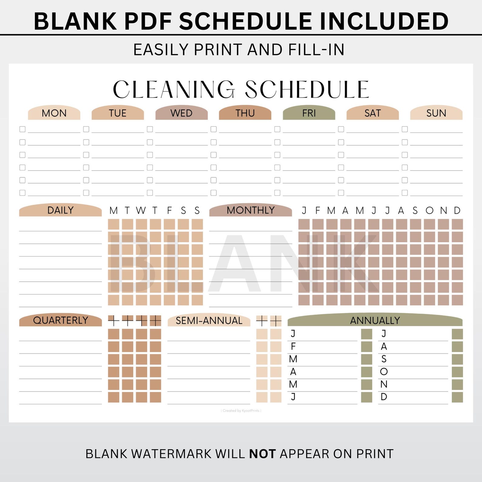 EDITABLE Cleaning Schedule PRINTABLE Cleaning List Household Chore ...