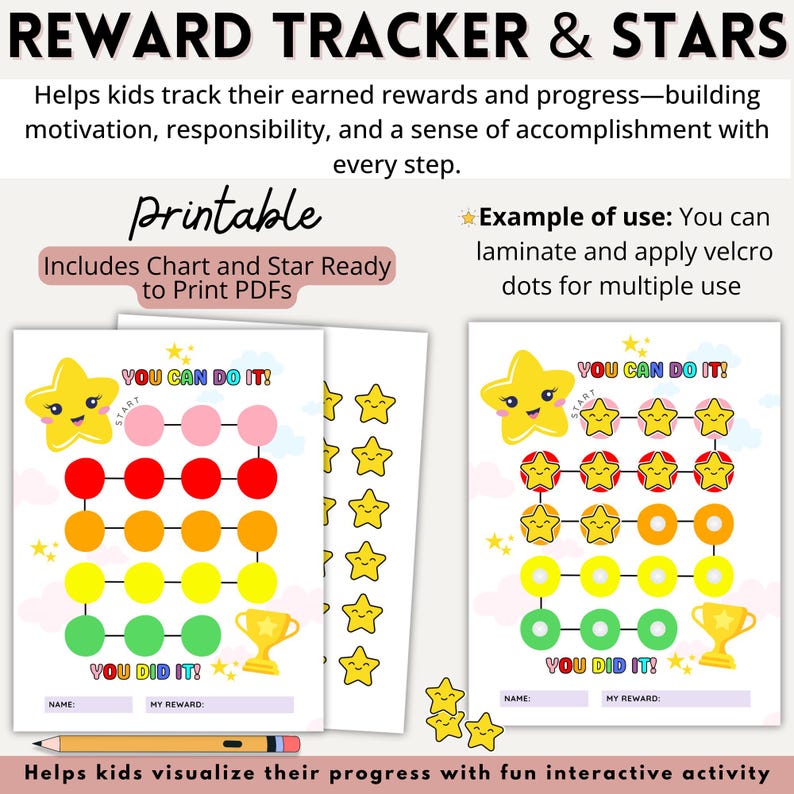 Kids Reward System Printable Behavior Chart Chore Chart Routine Tracker ...