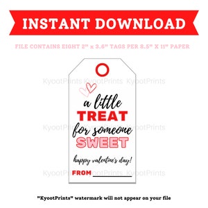 Valentine's Day Gift Tag Valentine Treat Bag Tags Happy Valentine's Day ...