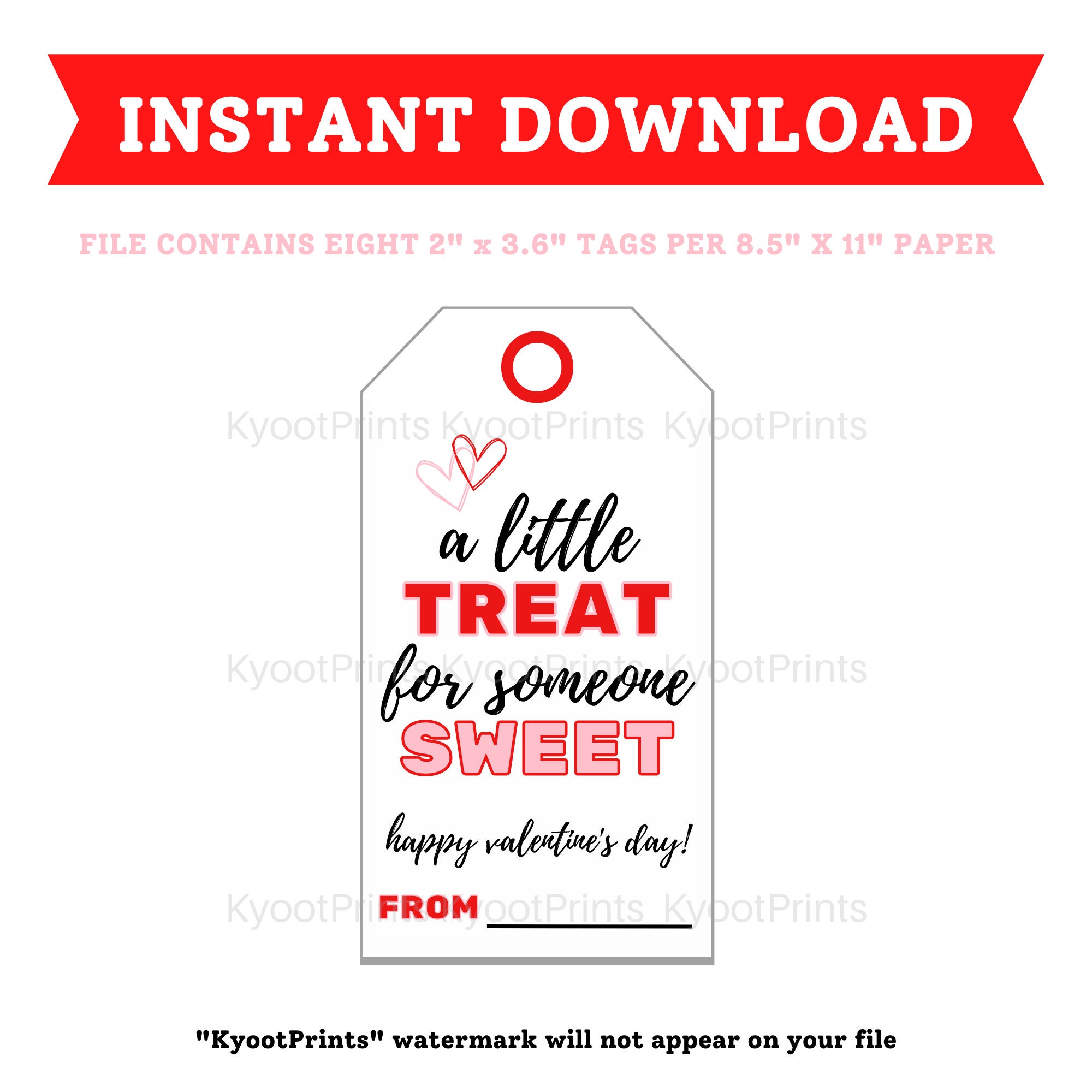 Valentine's Day Gift Tag Valentine Treat Bag Tags Happy Valentine's Day ...