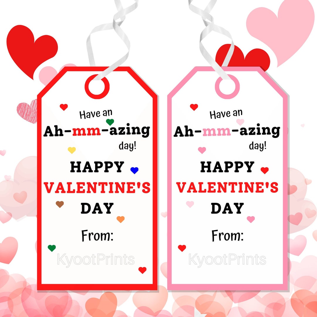 Valentine's Day Tag, Kids Valentine Card, Gift Tag School Classroom ...