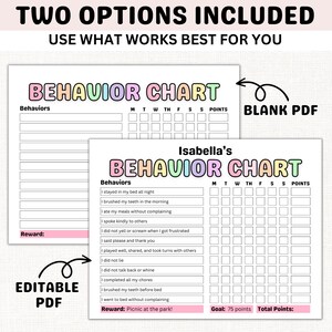 Kids Behavior Reward Chart PRINTABLE Behavior Tracker Behavior ...
