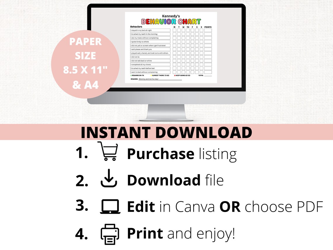 Kids Behavior Reward Chart PRINTABLE Behavior Tracker Behavior ...