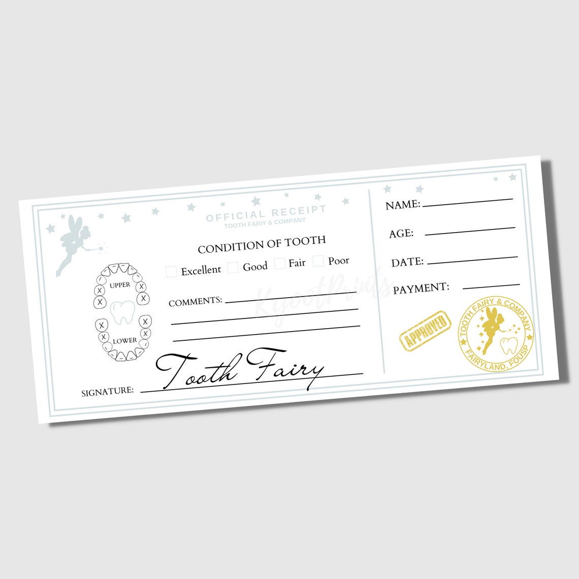 Tooth Fairy Receipt and Envelope Printable, Editable Tooth Fairy Note ...