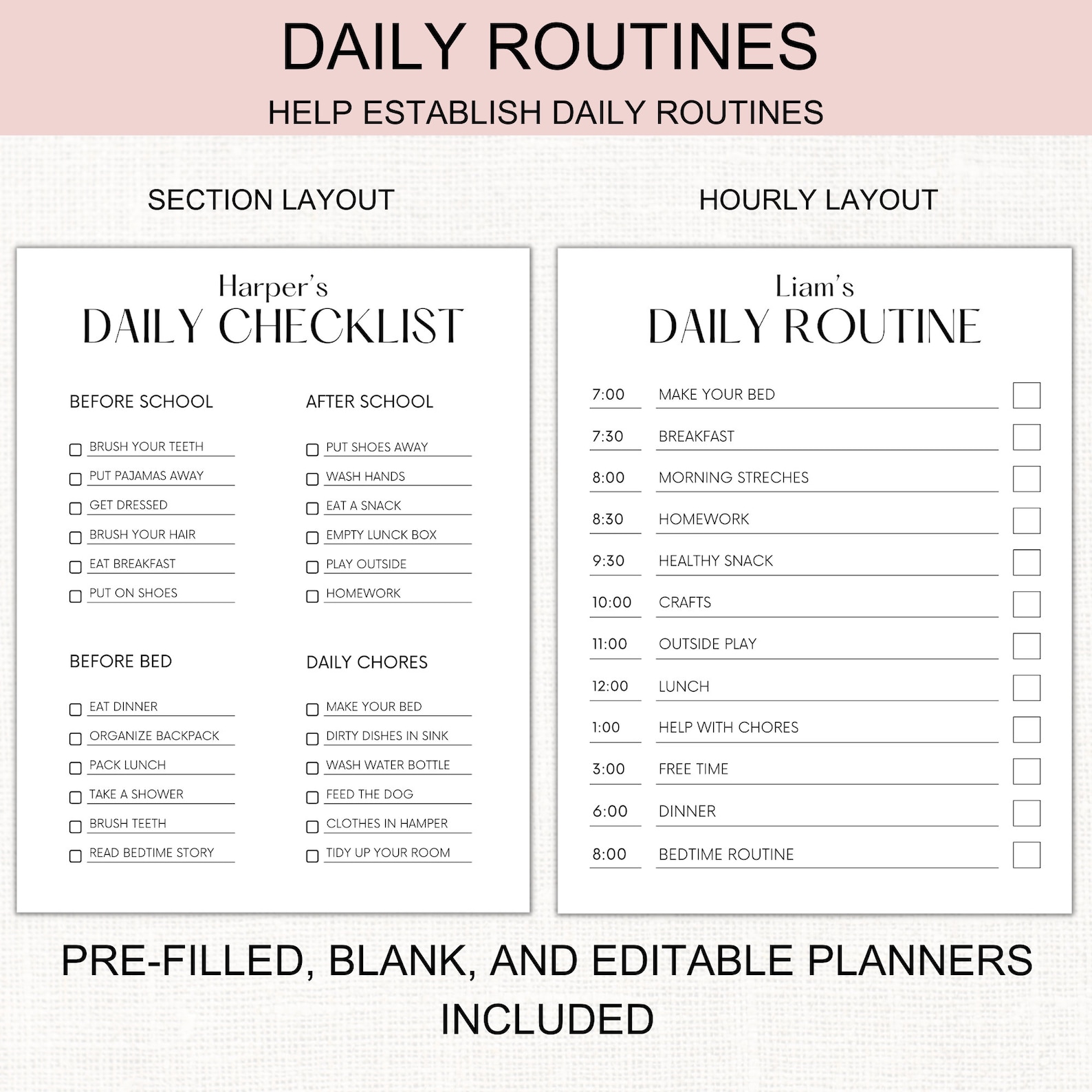 Chore Charts for Kids Editable Teen Responsibility Chart School ...