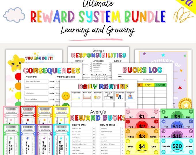 Chore Charts for Kids Editable Responsibility Chart School Routine ...