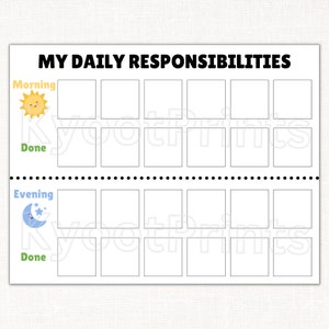 Daily Responsibility Chart for Kids Daily Responsibility Chore Chart ...