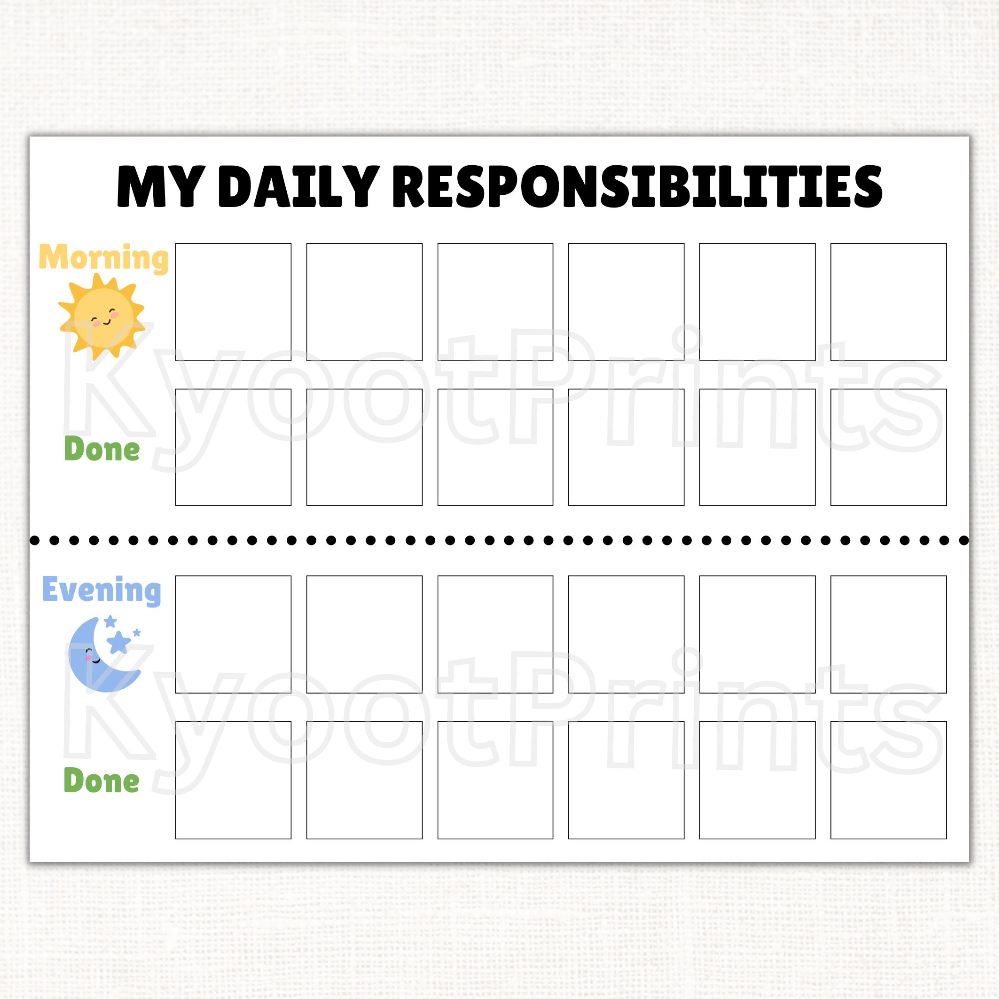 Daily Responsibility Chart for Kids Daily Responsibility Chore Chart ...