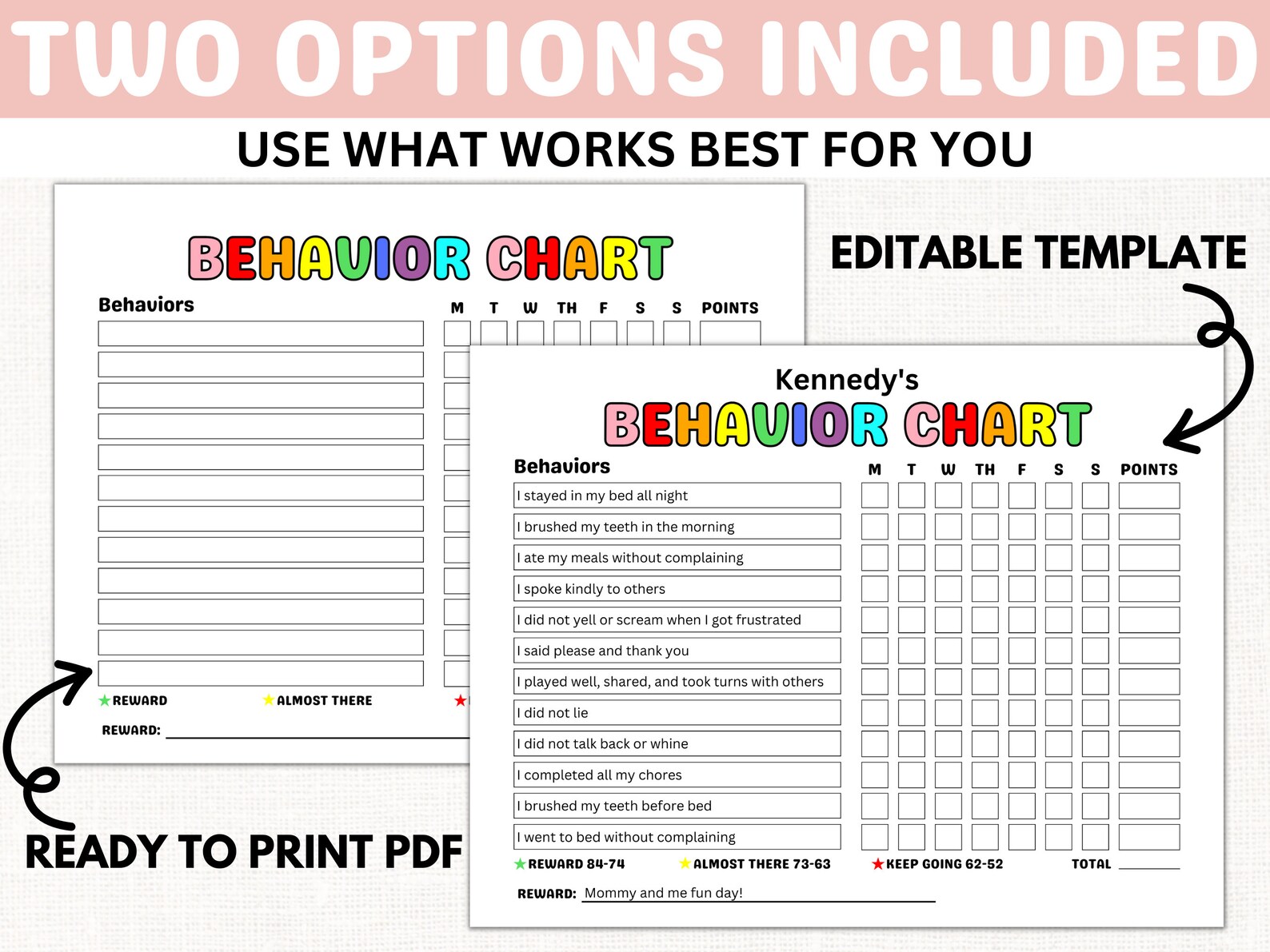 Kids Behavior Reward Chart PRINTABLE Behavior Tracker Behavior ...