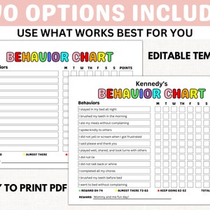 Kids Behavior Reward Chart PRINTABLE Behavior Tracker Behavior ...