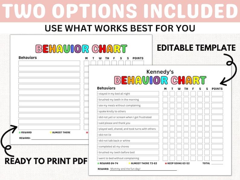 Kids Behavior Reward Chart PRINTABLE Behavior Tracker Behavior ...