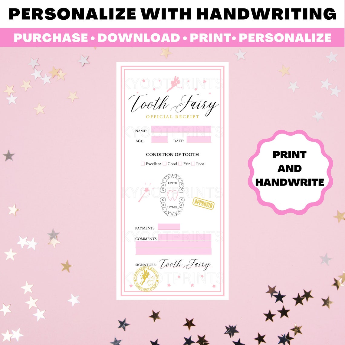 Tooth Fairy Receipt Printable, Editable Tooth Fairy Note, Instant ...