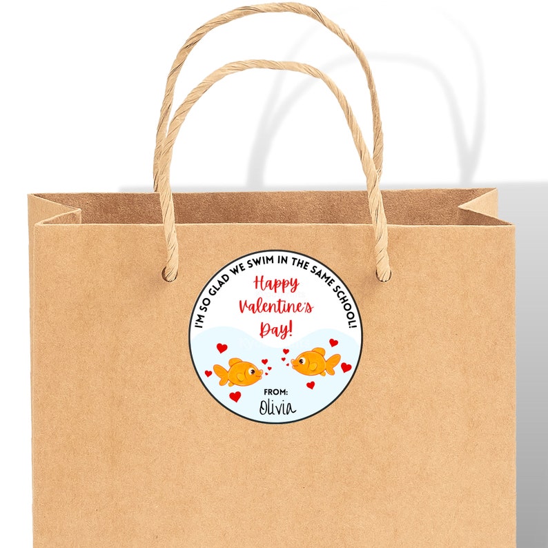 Printable Valentine Fish Tags Valentine's Day Card Kids - Etsy