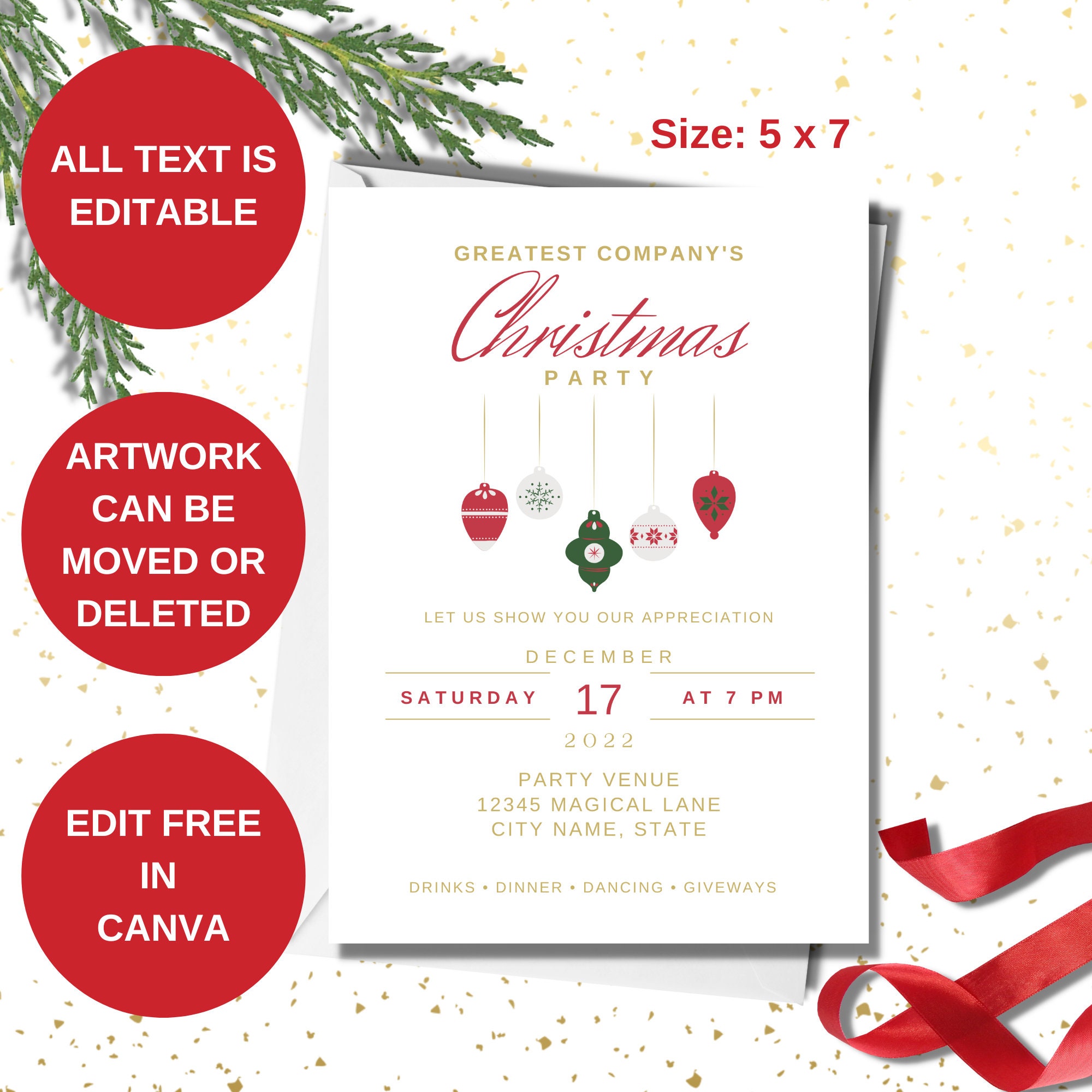 EDITABLE Christmas Party Invitation, Holiday Party Invite, Company ...
